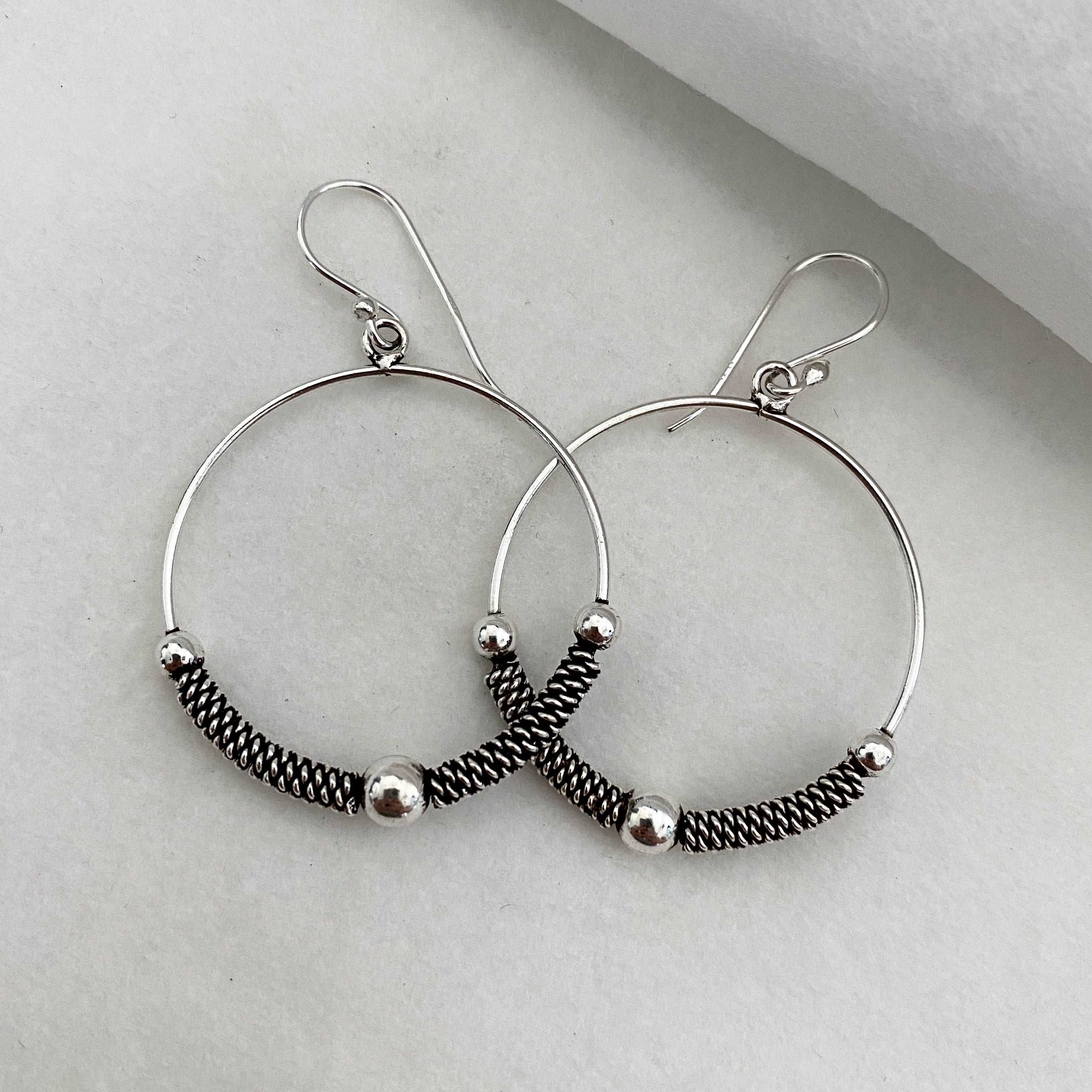 Hill Tribe • Akha Classic Bead and Twist Hoop Earrings in large – Blanc ...